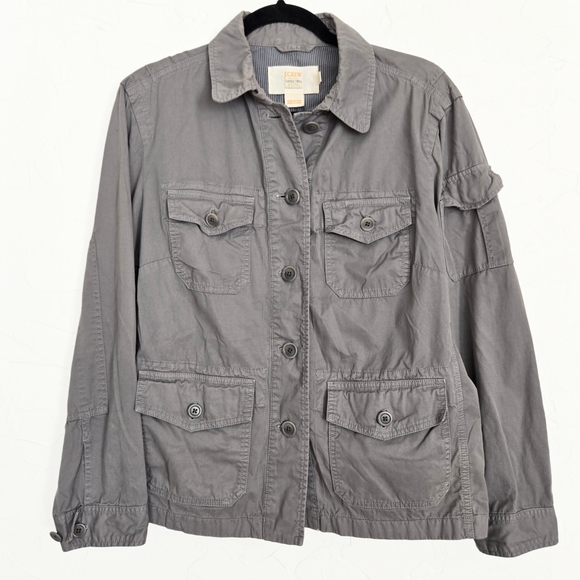 J. Crew | Jackets & Coats | J Crew Chino Twill Cargo Gray Chore Coat ...